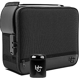 Herb Guard XL Smell Proof Bag & Stash Box with Combo Lock (Case Holds Up to 5 Ounces) - Includes YKK Zippers, 250ml / Half oz Smell Proof Jar, Built in Tray & Travel Bags (Black)