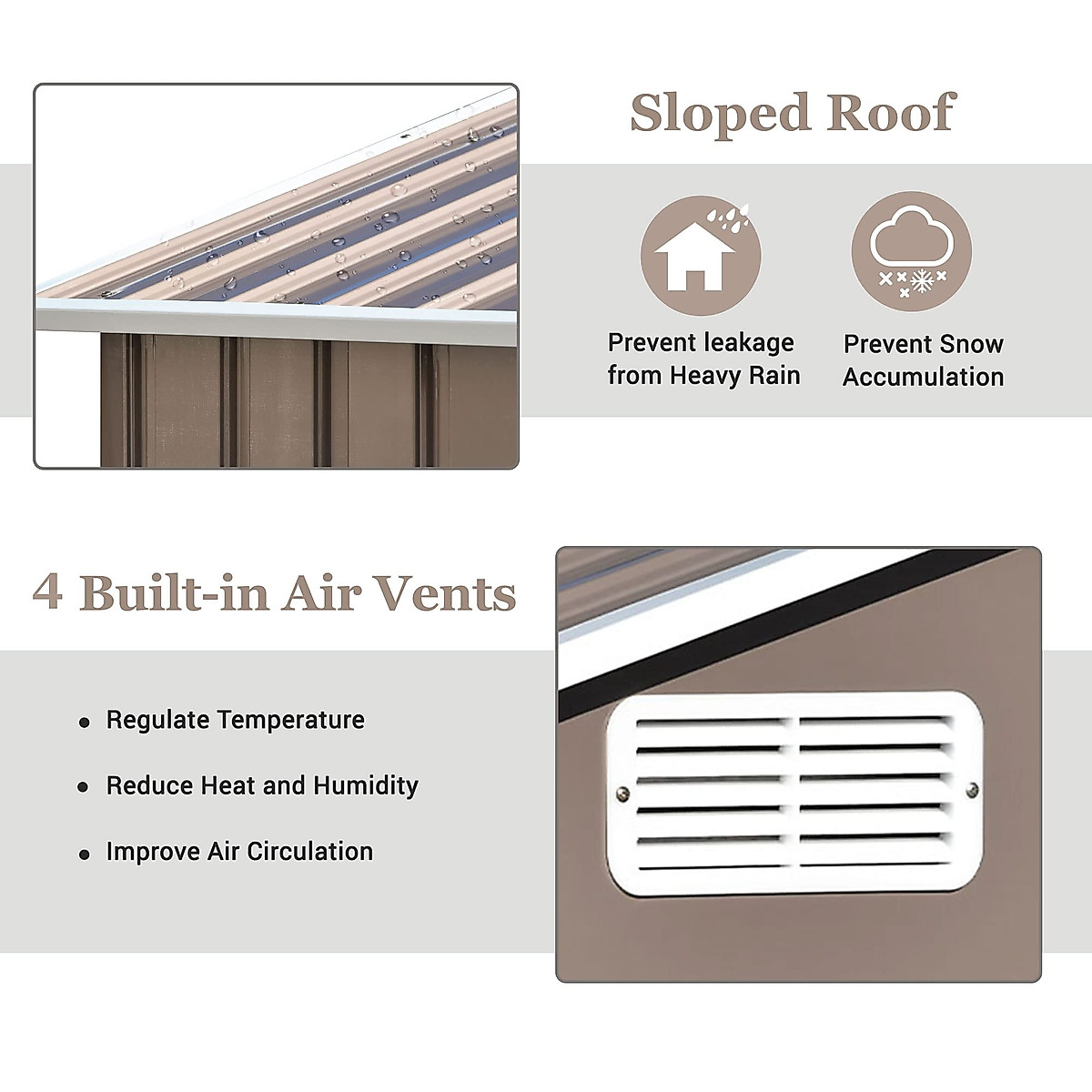 Merax Outdoor Storage Shed, 6 x 4 FT Metal Garden Shed Steel Tool Shed Storage House with Adjustable Shelf and Lockable Door,Tool Cabinet with Vents and Foundation for Backyard, Patio & Lawn, Brown