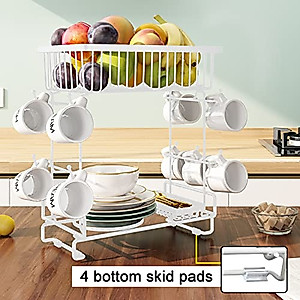 Ronanemon Mug Holder Stand, Countertop Mug Tree,Capsule Storage, Coffee Mug Rack for Coffee Bar Decor Accessory & Kitchen Organizer(White)