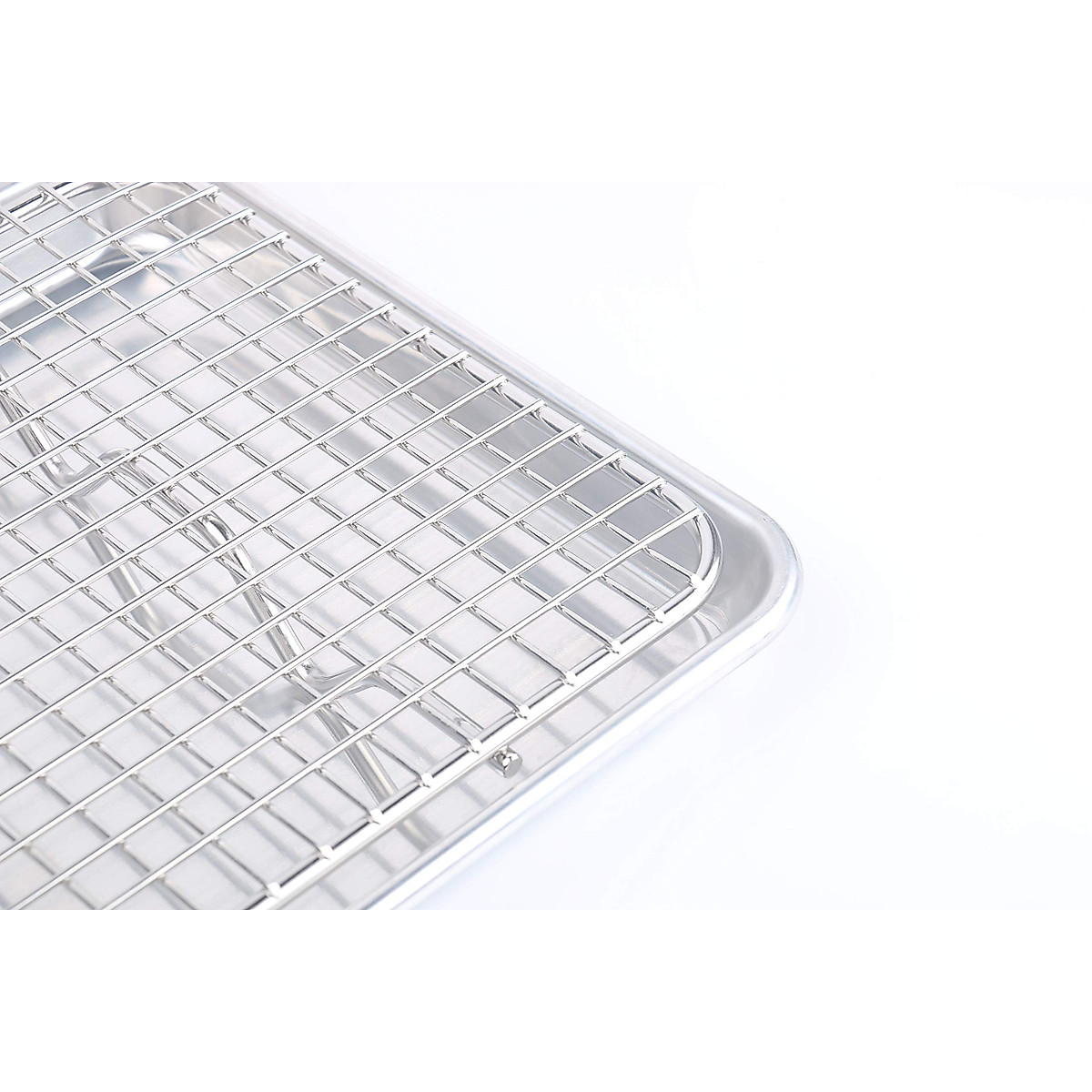 MASTERRACK Jelly Roll Pan Stainless Steel Cooling Rack and Wire Grate Heavy Duty (10"X14.75"X0.7")