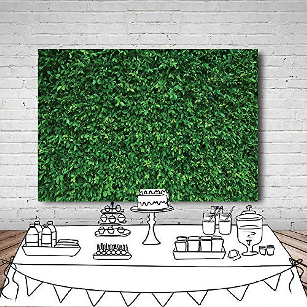 LYWYGG 8x6FT Green Leaves Photography Backdrops Mmicrofiber Nature Backdrop Birthday Background for Birthday Party Seamless Photo Booth Prop Backdrop CP-87-0806
