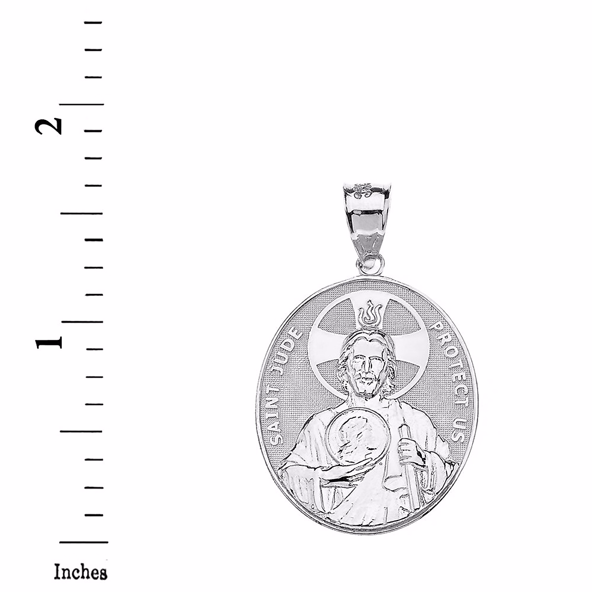 925 Sterling Silver St Saint Jude Thaddeus Protect Us Oval Pendant