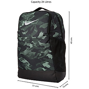 Nike Brasilia 9.0 All Over Print Medium Backpack, BA6334-077 (Light Solar Flare Heather/Black/Metallic Cool Grey)