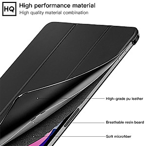 Ztotop Case for iPad Pro 11 Inch 2018 1st Generation iPad Air 4th Gen 10.9'' 2020 Lightweight Trifold Stand Cover with Rugged Translucent Back, Black