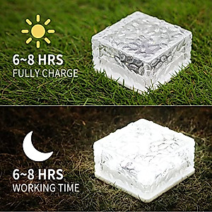 XKSINMY Solar Outdoor Lights Solar Brick Lights Water Proof Solar Ground Lights 4.3 * 4.3inch Warm White Led Lights for Patio Pathway Lawn Yard Deck Driveway Walkway