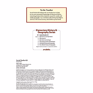 Social Studies K5 - Abeka 5 Year Old Kindergarten Student Activity Book