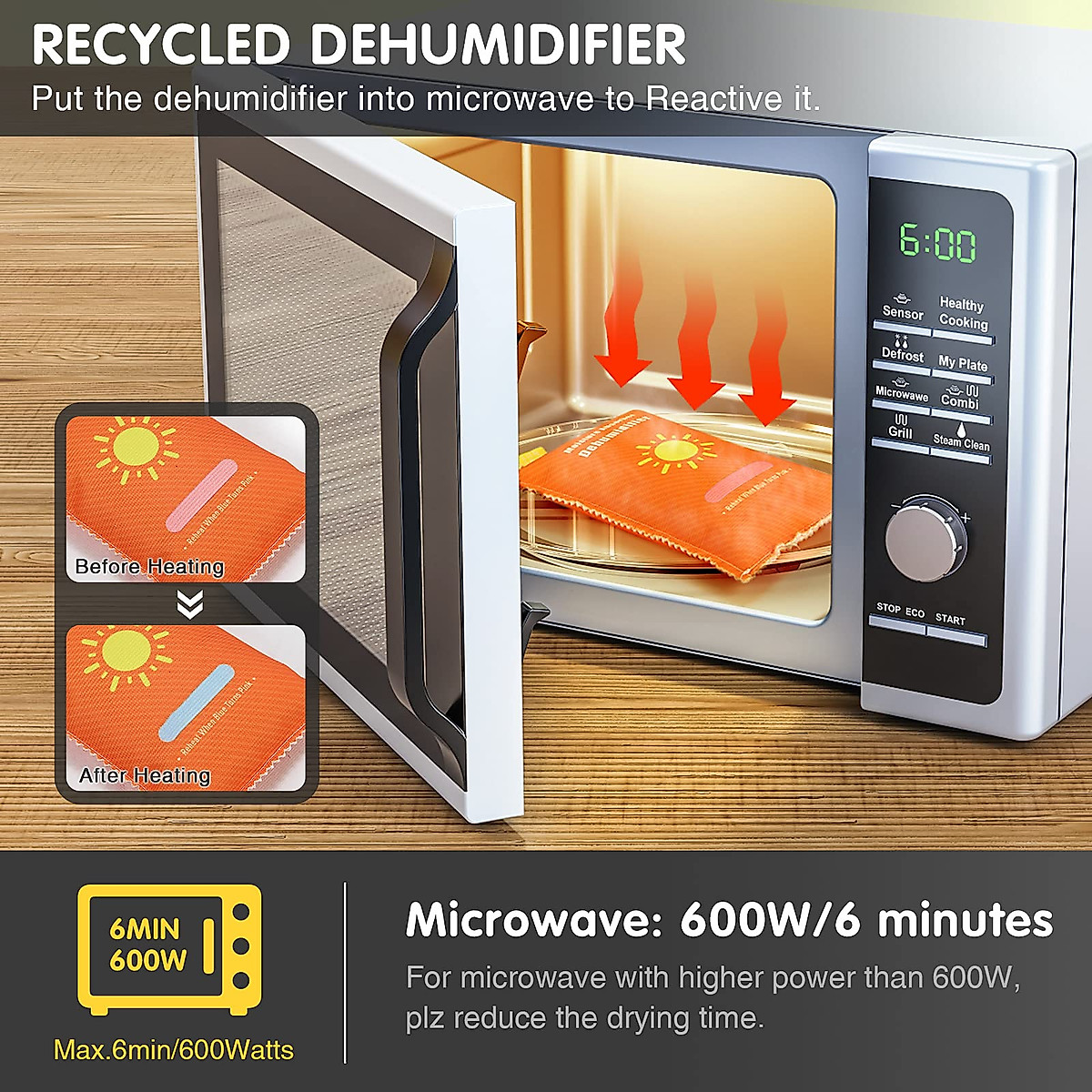 Gocheer Reusable Moisture Absorber Packet, 400g Hangable Safe Dehumidifier Bag for Closet Damp Humidity Removal Desiccant packet for Gym Bag Car RV Kitchen Bathroom Basement Dormitory Wardrobe Cabinet