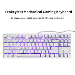SUPUR NEWLING Wired Gaming Keyboard, RGB Backlit USB Rechargeable Ergonomic Design, TKL Mechanical Keyboard Red Switch Keyboards for Mac/Laptop Window 7/8/10 (White, 87 Keys)