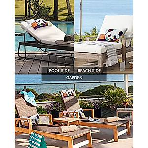 Recliner Head Pillow Ledge Loungers Chair Pillows with Insert Abstract Art Animal Geometric Mosaic Panda Lumbar Pillow with Adjustable Strap Outdoor Waterproof Patio Pillows for Beach Pool, 2 PCS