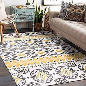 Rugshop Leiria Bohemian Geometric Area Rug 5' x 7' Yellow