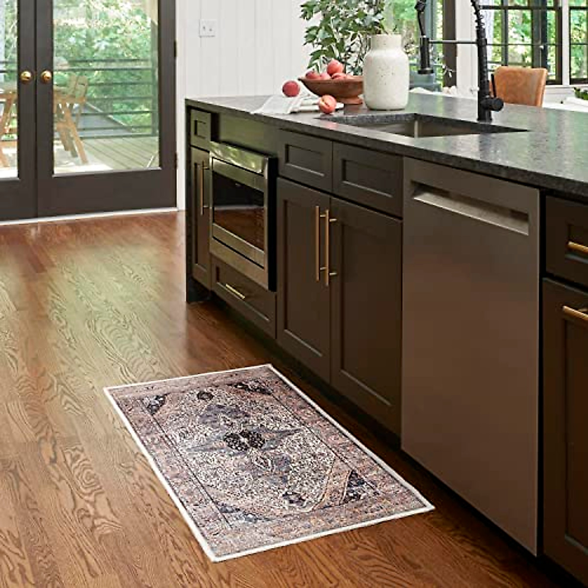 Nourison Brilliance Machine Washable Traditional Vintage Ivory Blue 2' x 4' Area-Rug-Easy-clean, Non Shedding, Bed Room, Living Room, Dining Room, Kitchen (2x4)