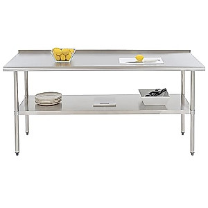 Pearington NSF Certified Stainless Steel Kitchen Prep and Work Table, Commercial Work Table for Restaurant and Home, 72" x 30", Stainless Steel
