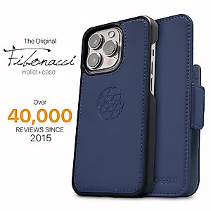 Dreem Fibonacci Wallet Case for iPhone 14 | 2-in-1 Detachable Vegan Leather Cover with Built-in Kick-Stand, RFID Blocking Card Holder, MagSafe Compatible [Royal]
