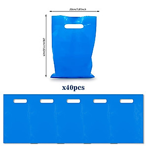 TOSPARTY 40PCS Blue Plastic Gift Bags Candy Bags Die Cut Plastic Bags are Sturdy Party Assorted Plastic Candy Bag Gift Bag