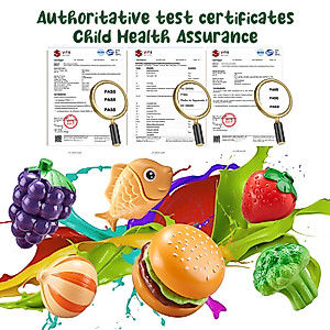 Comirth Play Kitchen Accessories – 48Pc Kitchen Toys, Kids Kitchen Playset with Kids Pots and Pans Playset, Pretend Play Food Fruit, Veggies, Pizza, Cooking Toys & Utensils, Kitchen Set for Kids Gift