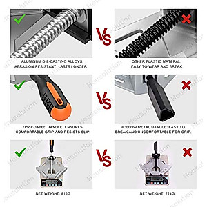 Housolution Right Angle Clamp, Single Handle 90° Aluminum Alloy Corner Clamp, Right Angle Clip Clamp Tool Woodworking Photo Frame Vise Holder with Adjustable Swing Jaw - Silver Gray