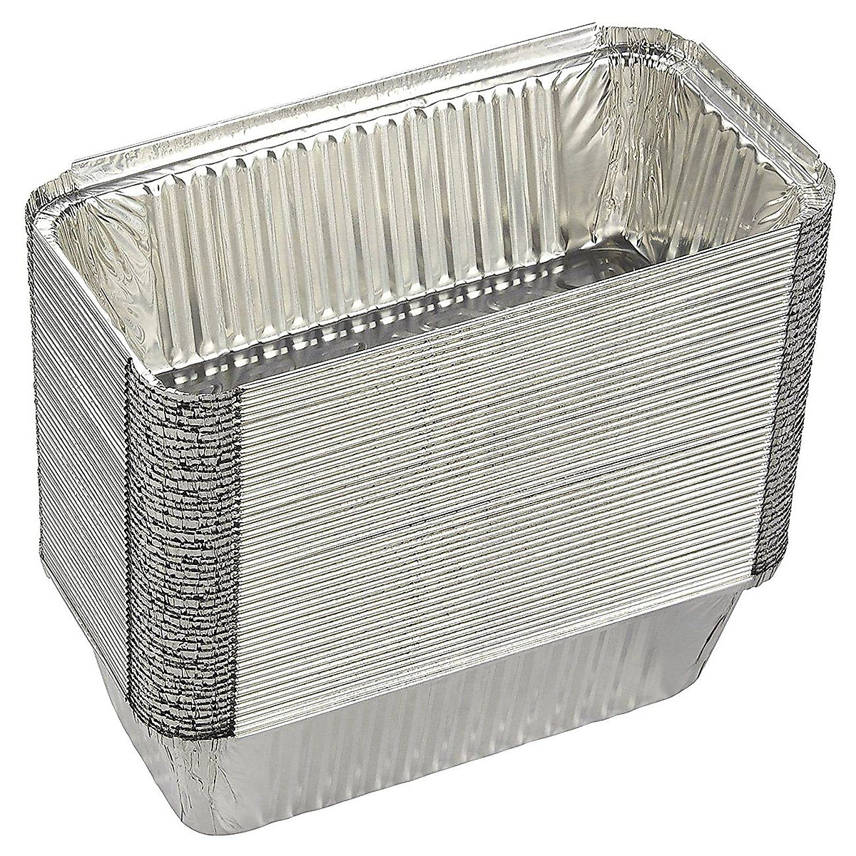 Juvale 50 Pack Aluminum Foil 2 lb Disposable Loaf Pans with Lids for Baking Bread, Heating, Storing Food (22oz, 8.5 x 4.5 in)