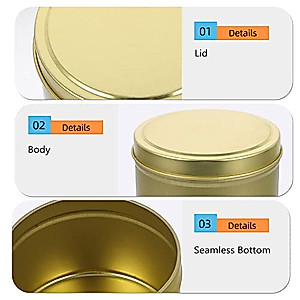 SONVIIBOX 24 Pieces gold Candle Tins 4oz,Candle tin Bulk,candle jars for making candles,Bulk Candle Containers for Candle Making,Storage Jars,DIY Candle Making(Gold)