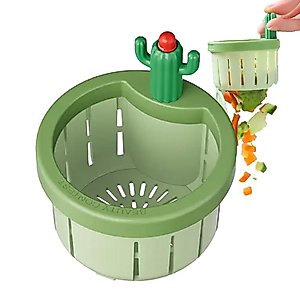 Sink Drain Basket Kitchen Food Cactus Design Sink Drain Basket Corner Strainer Sink Filter Hanging Filtering Draining Rack Easy Cleaning Log-Free Kitchen Sink Drain Stopper for Bathtub, Shower, Green