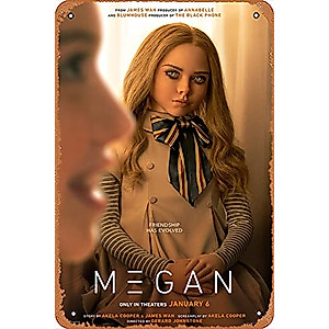 M3gan (2023) Vintage Horror Movie Tin Sign Retro Creepy Classic Scary Movie Film Metal Poster Sign Home Man Cave Movie Theater Wall Decor 8x12 inches