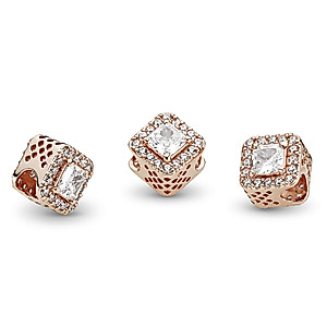 Pandora Geometric Radiance Charm Bracelet Charm Timeless Bracelets - Stunning Women's Jewelry - Gift for Women in Your Life - Made Rose & Cubic Zirconia