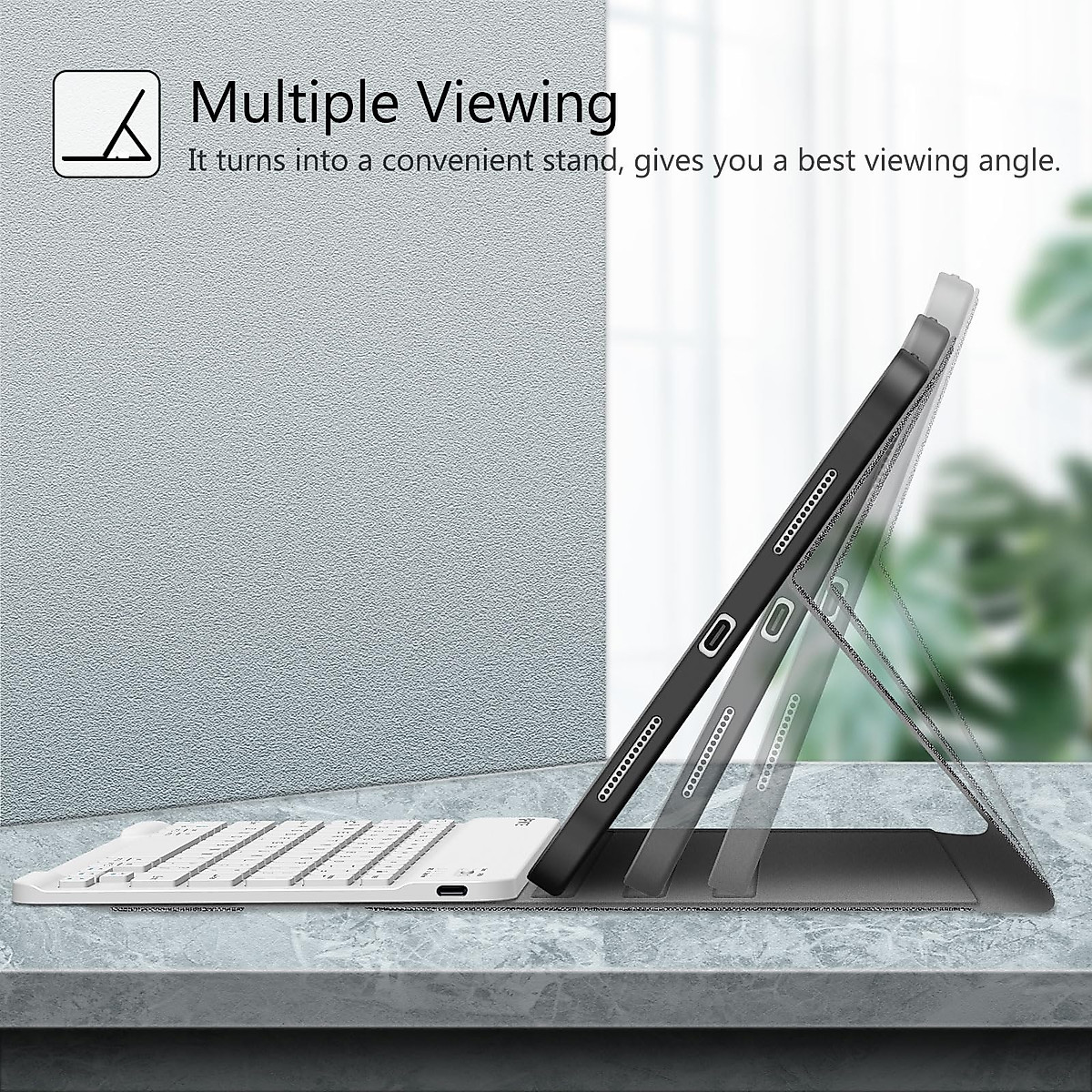 Fintie Keyboard Case for iPad Air 11-inch M2 (2024), iPad Air 5th / 4th Generation (2022/2020) 10.9 Inch - Soft TPU Back Cover w/Magnetically Detachable Bluetooth Keyboard, Gray