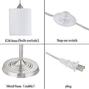 WOXXX Industrial Floor Lamp with White Fabric Shade Rustic Farmhouse Standing Lamp Modern Tree Floor Lamps for Living Room Bedrooms Office, Room Lamp Tall Lamps Corner Lamp Chrome（Bulbs Exclude）