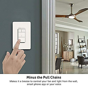 TREATLIFE Smart Ceiling Fan Control and Dimmer Light Switch 2PACK, Neutral Wire Needed, 2.4Ghz Single Pole Wi-Fi Fan Light Switch Combo, Works with Alexa, Google Home and SmartThings, Remote Control