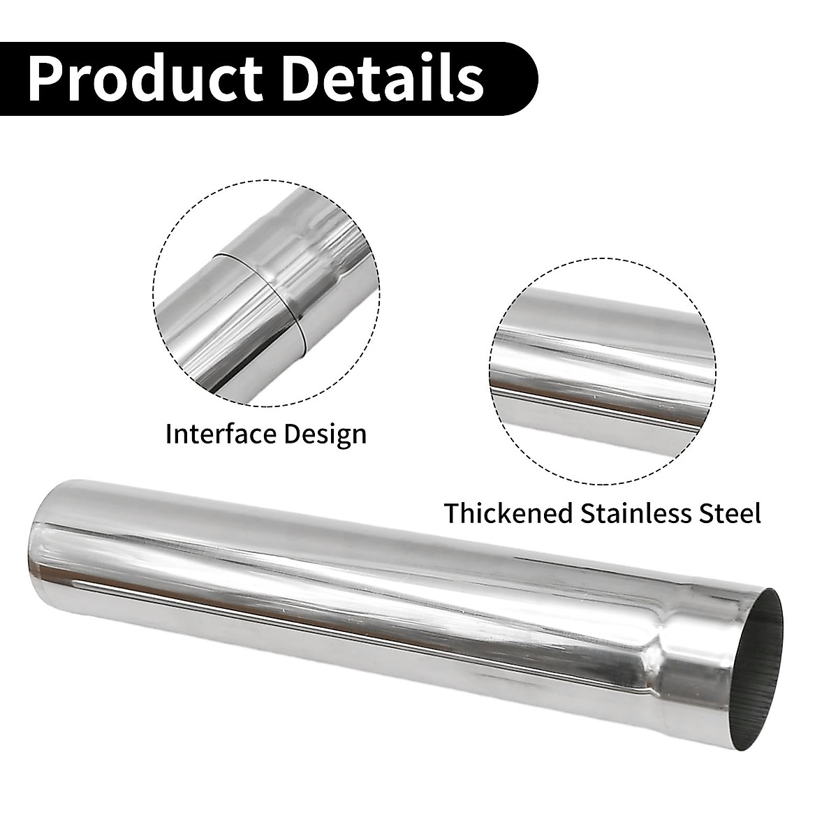 Hoypeyfiy 2.36'' Stove Pipe, 2PCS Lengthen Straight Chimney, Stainless Steel Flue for Stove Exhaust