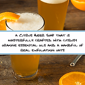 BLUEBYRD Soap Co. Mad Hops Citrus IPA Beer Soap Bar| Vegan Handcrafted High Lathering Beer Soap For Men | Beer Lovers All Natural Soap with Real Exfoliating Oats| Acne Soap Bar made with Beer Hops, Oatmeal, and Orange Essential Oils (BEER)