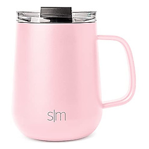 Simple Modern Travel Coffee Mug with Lid and Handle | Reusable Insulated Stainless Steel Coffee Tumbler Tea Cup | Gifts for Women Men Him Her | Voyager Collection | 12oz | Blush