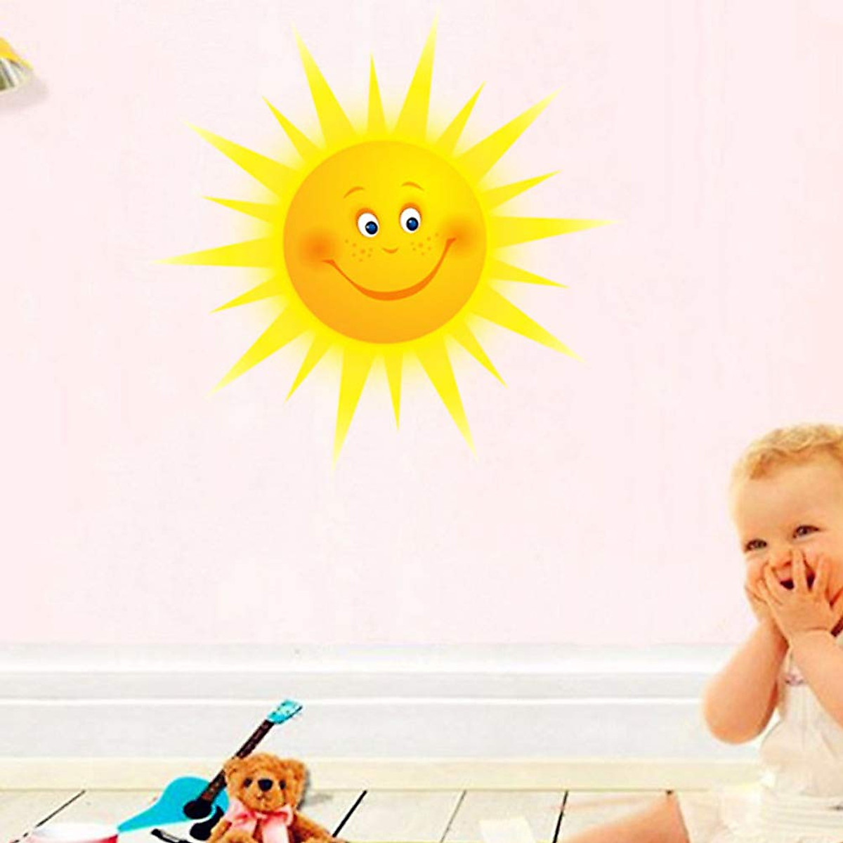 Smiling Sun Wall Sticker Wall Decal Sun Wallpaper for Kindergarten Home Room Wall Decorations