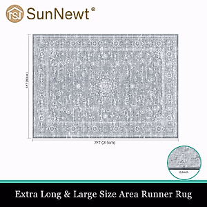 SunNewt Area Rug Living Room Rug 5'x 7' Non-Slip Washable Rug Stain Resistant Bedroom Rug Low Plie Entryway Rug Pale Grey