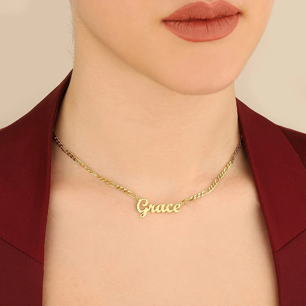 Personalized Name Necklace Customized Nameplate Necklace with Heart Pendant 18K Gold Plated Custom Name Necklace