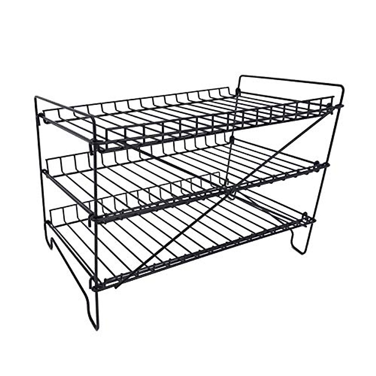 FixtureDisplays® 16" x 12.5" x 10" Wire Rack for Countertop Use with 3 Open Shelves, Black 10085-NPF