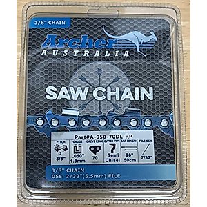 20" Chainsaw Ripping Saw Chain 3/8" pitch.050 gauge with 70 drive links, Compatible with Echo CS590 and POULAN PRO PP5020AV replaces part# 72RD070G
