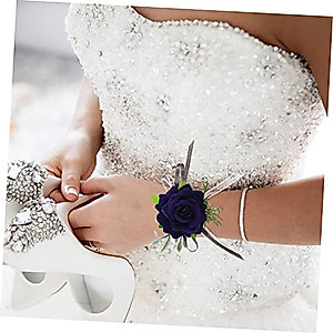 ARTIBETTER 3pcs Wrist Flower Outdoor Decor Flower Wrist Corsage Bridesmaid Bracelets Flower Corsage Wristlet Pearl Decor Hand Wrist Flowers The Flowers Plastic Wrist Chain Bridegroom