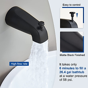 Holispa Tub Shower Faucet, Matte Black Shower Faucet Set with 8-Inch Rainfall Shower Head and Tub Spout, Shower Tub Faucet Set Complete (Included Shower Valve), Tub Shower Trim Kit, Matte Black