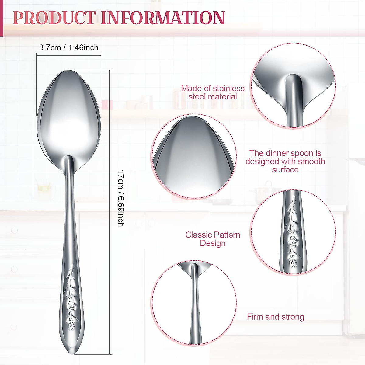 100 Pieces Dinner Spoons Set 6.69 Inches Silverware Spoons Bulk Stainless Steel Tablespoons Food Grade Spoon for Home Restaurant Kitchen Dishwasher Safe