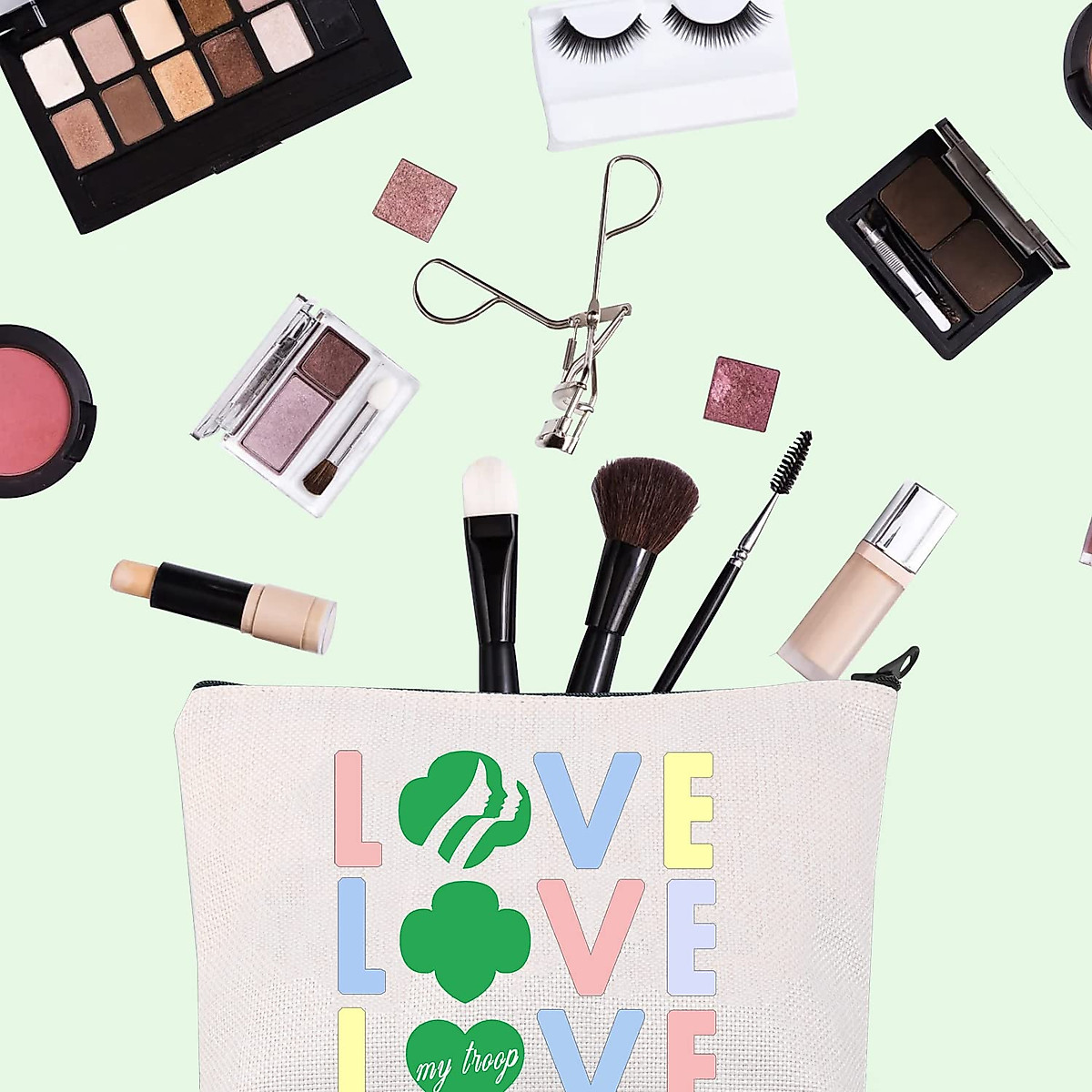 FOTAP Scout Crew Gift Love My Troop Makeup Bag Girl Scout Survival Kit Scout Inspirational Makeup Bag Scout Leader Gift (SCOUT love)