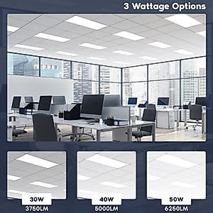 LUXRITE 8-Pack 2x4 FT LED Flat Panel Lights, 3CCT Selectable 3500K 4000K 5000K, 30W 40W 50W Tunable, Up to 6250LM, 0-10V Dimmable, Drop Ceiling Lights, 120-277V, IC Rated, DLC, ETL - Office Lighting