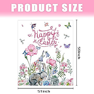 VAYNEIOJOY Easter Spring Blanket Super Soft Flannel Fleece Throw Blankets Easter Spring Flower Bunny Blanket Cozy Warm Fuzzy Plush Microfiber Blankets for Couch Bed Sofa Easter Decor