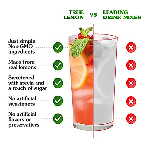 True Lemon Strawberry Lemonade Water Enhancer Drink Mix (30 Count), Low Calorie Drink Mix Packets for Water, Powdered Drink Mixes & Flavorings, Individual Drink Packets, Water Flavor Packets with Stevia