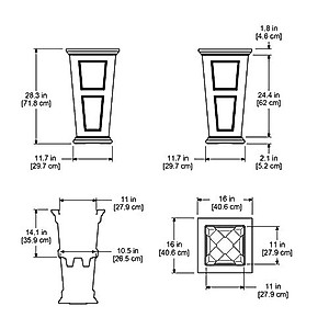 Mayne Inc. Fairfield 5829B Tall Planter,16in L x 16in W x 28.3in H,Black