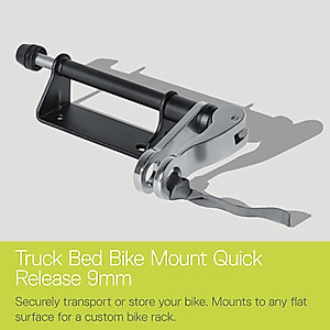 Truck Bed Bike Rack by Delta Cycle - Bike Hitch Lockable Bike Fork Mount Securely Holds 9 x 100mm Skewer Road, MTB, and Hybrid Bicycles - Lockable Quick Release Truck Bed Bike Mount