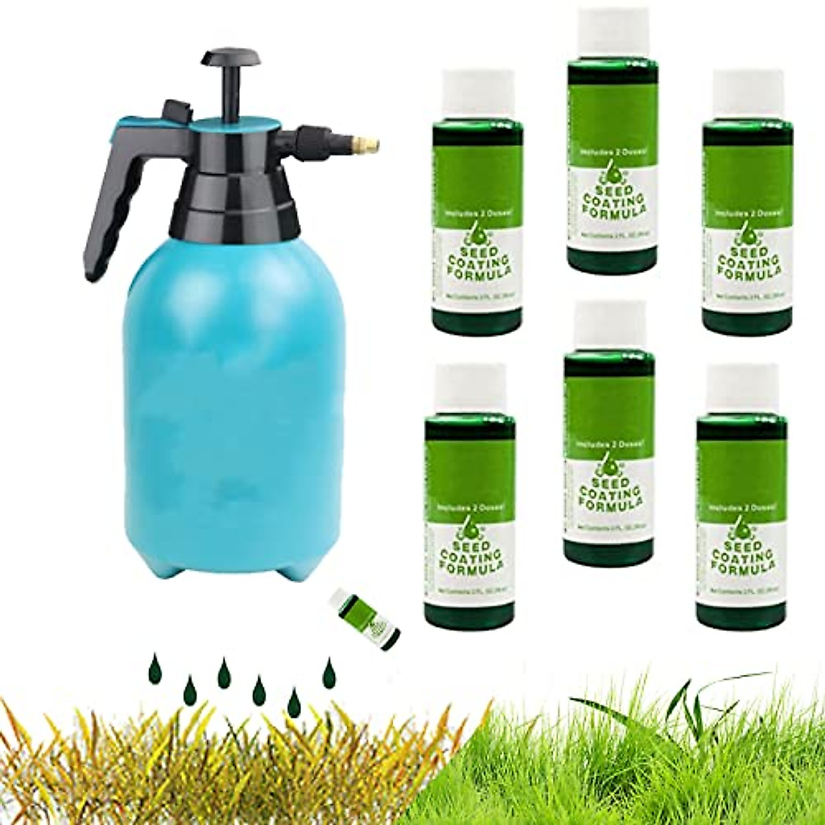 Hot Liquid Seeding Grass Lawn Green Spray Device Seed Care Watering Set, Seed Spray Liquid, Lawn Patch Seed Sprayer, Green Grass Paint for Lawn (6 Set)