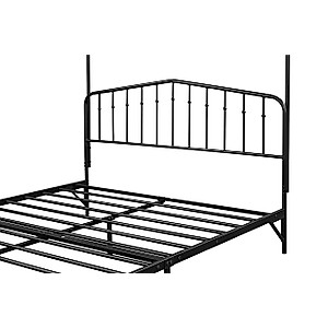 Tensun Detachable Queen Anti-Noise Platform Metal Canopy Bed with Headboard,Black