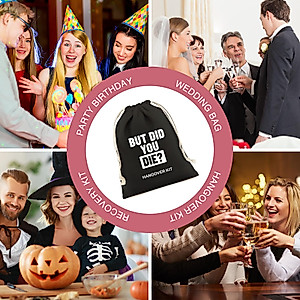 Remifala 10 Pack But Did You Die Hangover Kit Bags Hangover Recovery Survival Kit, Black Drawstring Pouch Bag, Wedding Bachelorette Party Trip Kit Favor, Bridal Shower Bridesmaid Recovery Kit Bag