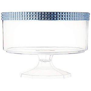 Luxury Small Clear Plastic Trifle Container with Dazzling Blue Gems - 5.75" (1 Piece ) - Perfect for Desserts & Centerpieces