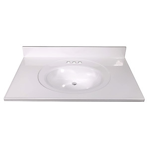 Design House Wyndham 37 Inch Bathroom Vanity with Solid White Top, Assembled, Brown, 216037